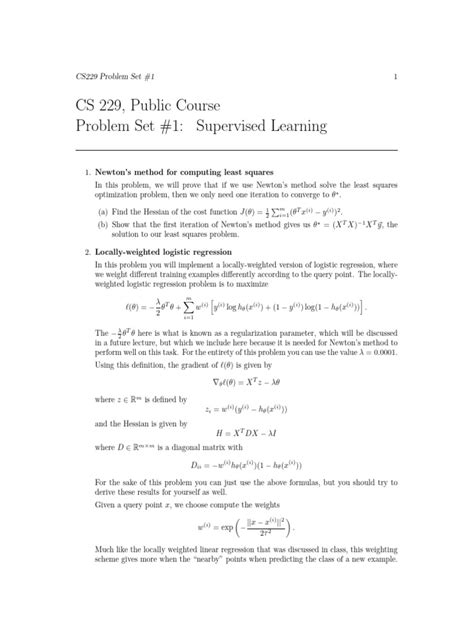 ps and solution cs229 pdf