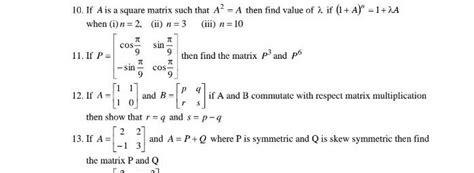 If A Is A Square Matrix Such That A2a Then Find Value Of λ If 1an1λ