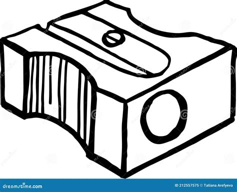 Hand Draw Pencil Sharpener Sketch Black And White Illustration Line