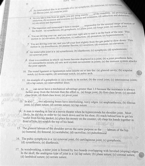 3 An Intervertebral Disc Is An Example Of A A Symphysis B Meniscus C Synarthrosis D Fibrous