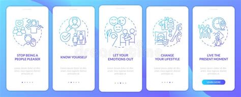 Boost Self Esteem Blue Gradient Onboarding Mobile App Screen Stock Vector Illustration Of