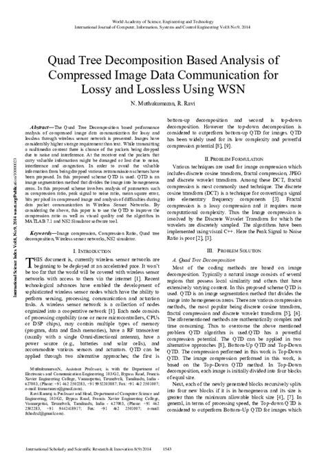 Pdf Quad Tree Decomposition Based Analysis Of Compressed Image Data