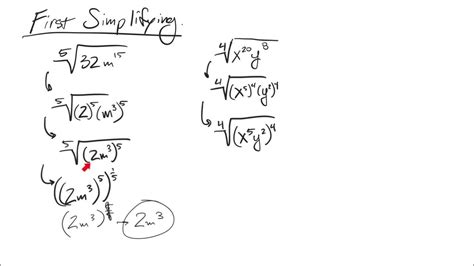 Simplifying And Solving Radicals And Nth Roots Youtube