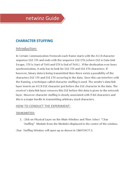 Character Stuffing Guide Pdf Network Architecture Computer Network