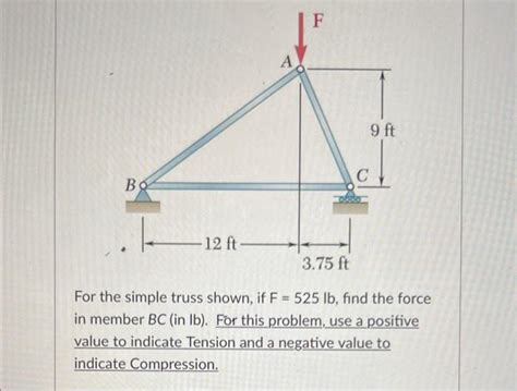 [solved] For The Simple Truss Shown If F 525lb Find The