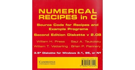 Numerical Recipes In C Source Code For Recipes And Example Programs By William H Press