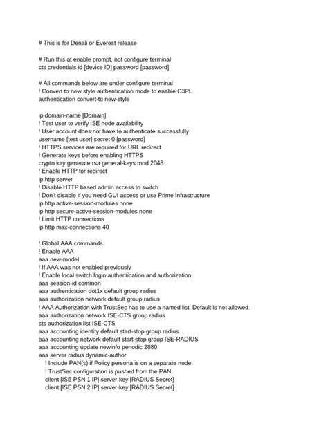 Ise C3pl And Trustsec Denali Config Template Pdf