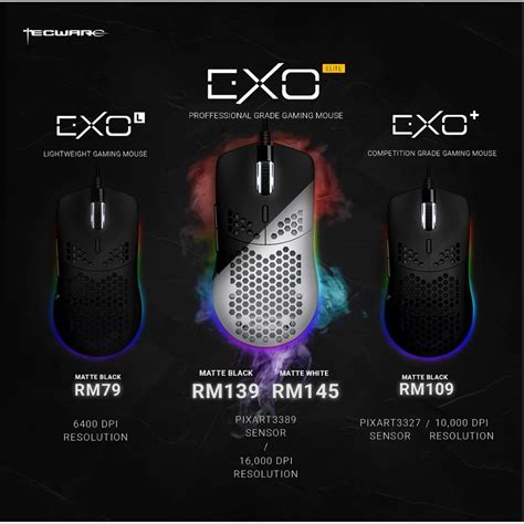 [ready Stock] Tecware Exo Rgb Honeycomb 69g Professional Gaming Mouse Shopee Malaysia