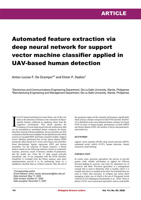 Pdf Automated Feature Extraction Via Deep Neural Network For Support Vector Machine Classifier