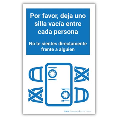 Please Leave One Empty Chair Between Each Person Spanish Label