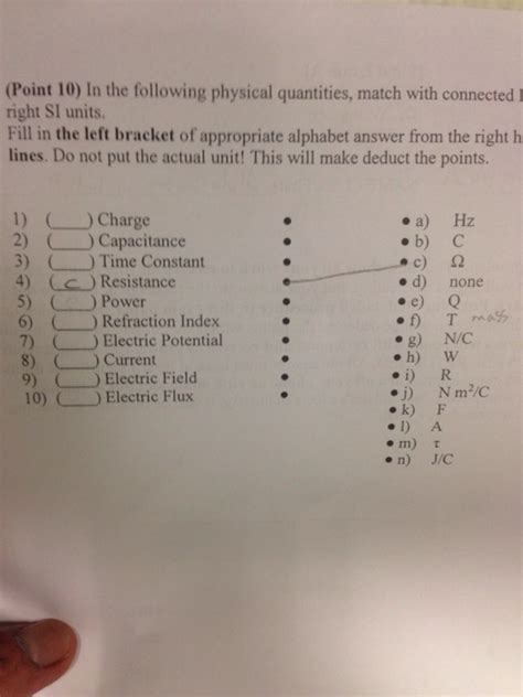 solved in the following physical quantities match with