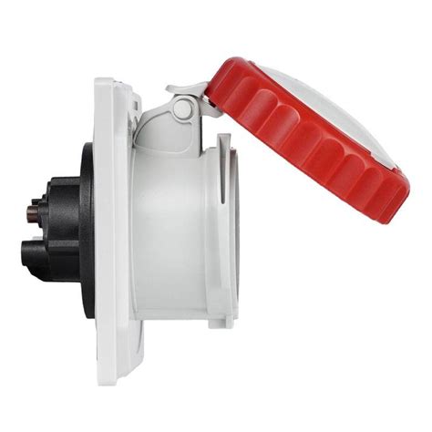 Fanton 3p N E 16a 400v Ip67 Red 71545 Industrial Flush Mounted Socket Outlet