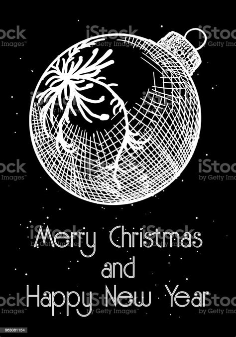 기쁜 성 탄과 새 해 복 많이 그려진된 인사말 카드를 손 현대적이 고 고전적인 크리에이 티브 크리스마스 카드입니다 손으로 그린된 축제 플라이어입니다 벡터입니다 개념에 대한