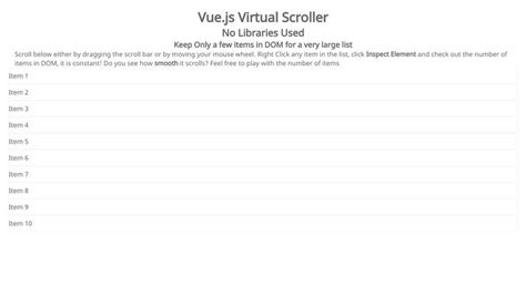 Virtual Scroll Vuejs No Libraries V1