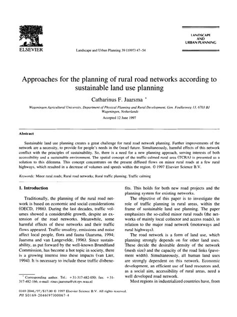 Pdf Approaches For The Planning Of Rural Road Networks According To