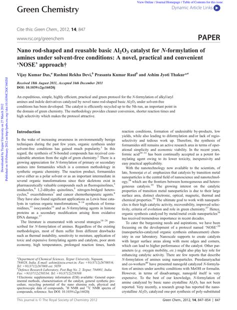pdf nano rod shaped and reusable basic al2o3 catalyst for n