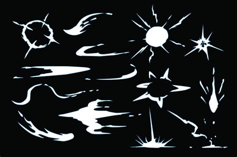 게임에 대 한 스플래쉬 벡터 플레어 효과입니다 에너지 폭발 효과 애니메이션 만화 연기 스톡 벡터 템플릿 프레임을 폭발 합니다 빛나는 스파클 버스트 폭탄 Vfx 요정 세트