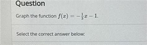 solved questiongraph the function f x 13x 1 select the