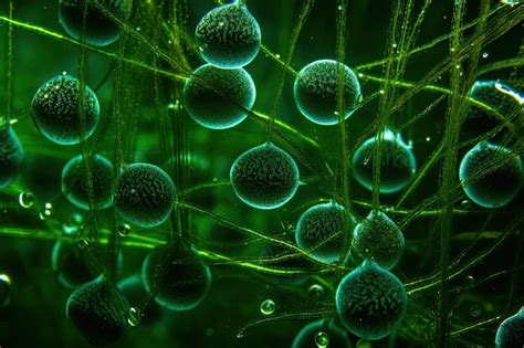 현미경으로 관찰한 식물성 플랑크톤 Generative Ai 프리미엄 사진