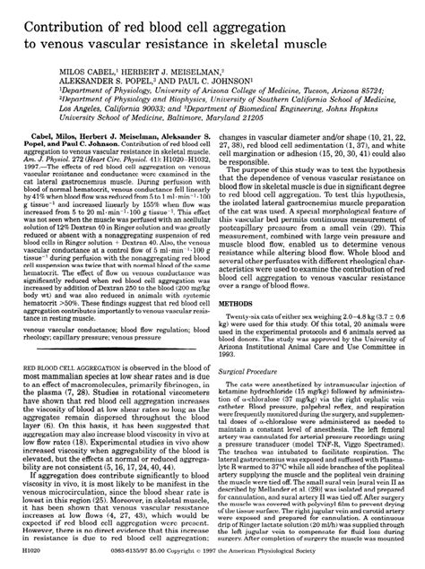 Pdf Contribution Of Red Cell Aggregation To Venous Vascular