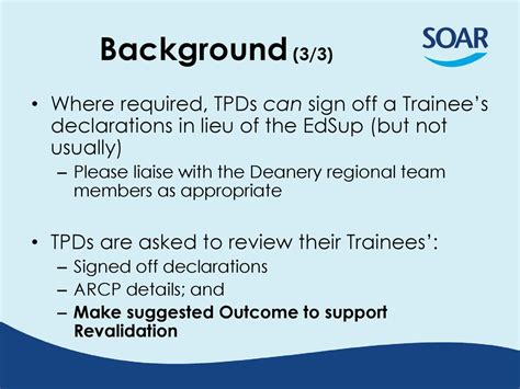 Soar Guidance For Training Programme Directors Tpd Ppt Download