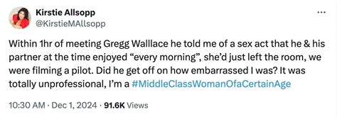 Kirstie Allsopp Slams Gregg Wallace Over Sex Act Admission Within An Hour Of First Meeting The