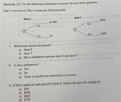 solved questions 7 9 use the following information to