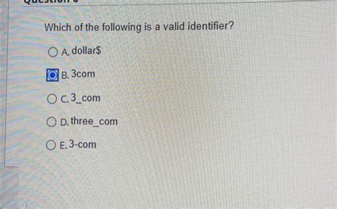 solved which of the following is a valid identifier a