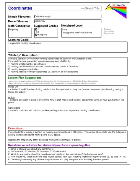 Coordinates Lesson Plan For 3rd 4th Grade Lesson Planet