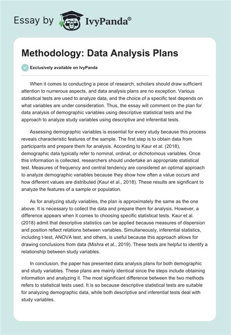 Methodology Data Analysis Plans 341 Words Essay Example