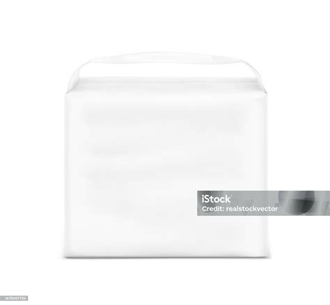 핸들 모형이 있는 현실적인 스탠드 가방 정면도 흰색 배경에 분리된 벡터 그림입니다 0명에 대한 스톡 벡터 아트 및 기타 이미지 0명 3차원 형태 가방 Istock