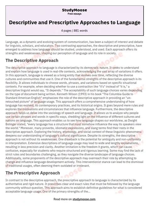 descriptive and prescriptive approaches to language free essay example