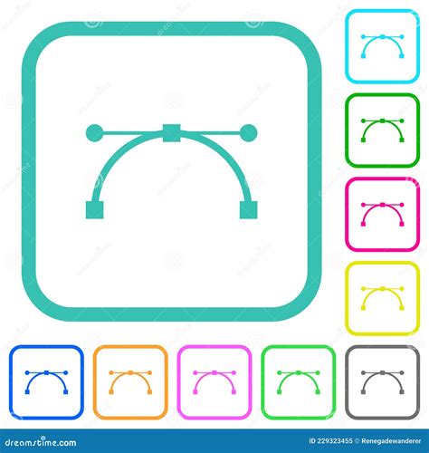 Vector Curve And Edit Points Vivid Colored Flat Icons Stock Illustration Illustration Of