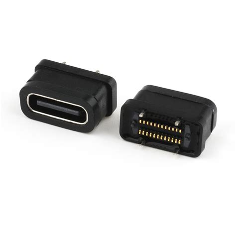 24p Usb C Type Female Connector Vertical H6 5mm Ipx7 Waterproof Usb Connector