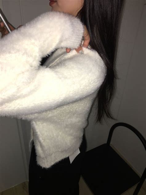 앙고라 퍼 겨울 털 가디건 머플러 니트 세트