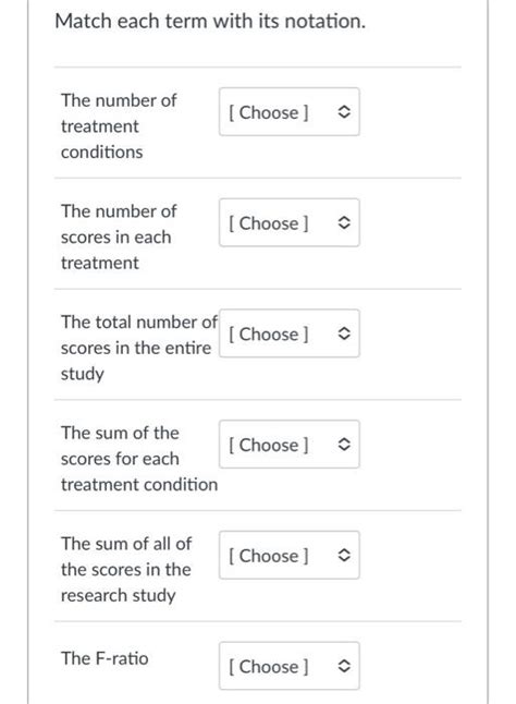 Match Each Term With Its Notation Choose The