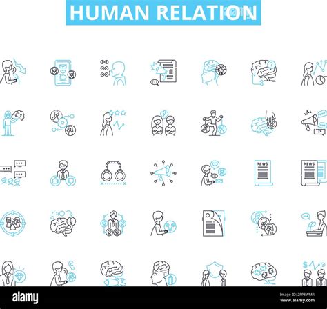 Human Relation Linear Icons Set Empathy Communication Trust Respect Forgiveness Intimacy