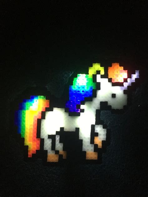 Led Kandi Unicorn Necklace Rave Light Toy Glow Perler Candy Festival Edm Lights Up Totem