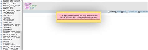 Mysql No Privileges Error In Phpmyadmin Stack Overflow