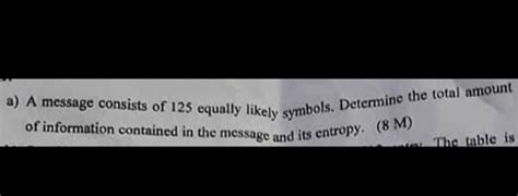 Solved A A Message Consists Of 125 Equally Likely Symbols