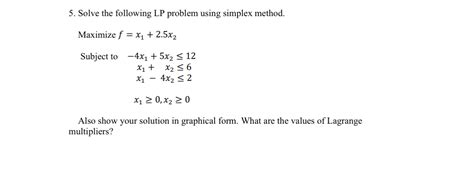 Solved Solve The Following Lp Problem Using Simplex Method