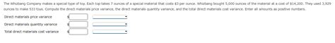 Solved Direct Materials Price Variance Direct Materials