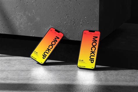 Premium Psd Mobile Mockup With Dark Background And Realistic Shadow