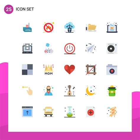 25 User Interface Flat Color Pack Of Modern Signs And Symbols Of Resource Tool Place Folder