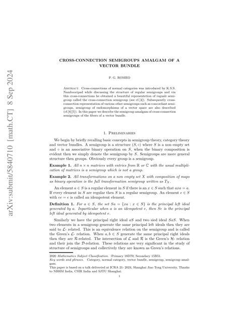 Pdf Cross Connection Semigroups Amalgam Of A Vector Bundle