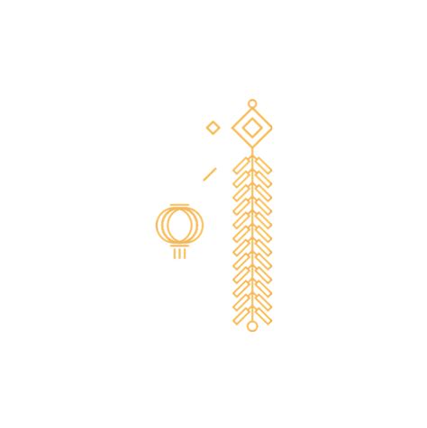 卡通金黄鞭炮灯笼简笔画