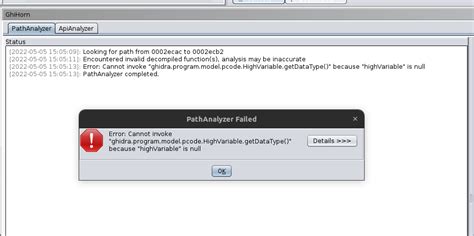 Ghihorn Pathanalyzer Cannot Invoke Ghidraprogrammodelpcodehighvariablegetdatatype
