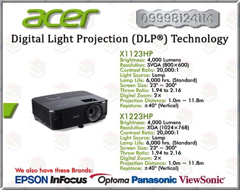 Acer Projector Digital Light Projection Dlp® Technology Bentaman
