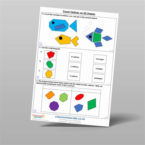 Year 2 Count Vertices On 2d Shapes Homework Resource Classroom Secrets