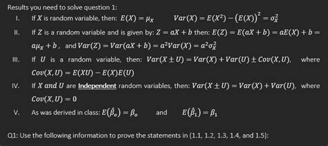 Solved Results You Need To Solve Question 1 I If X Is Chegg Com